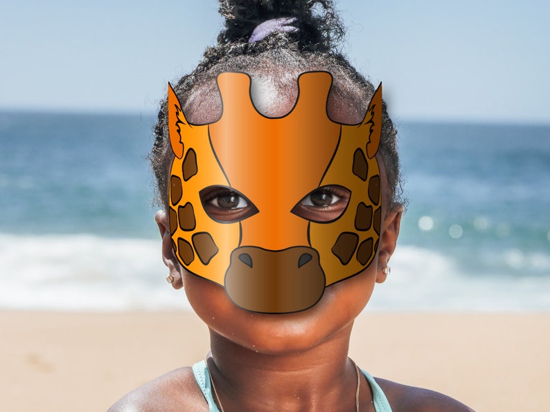 Giraffe Mask Printable, Paper DIY for Kids and Adults. PDF Template ...