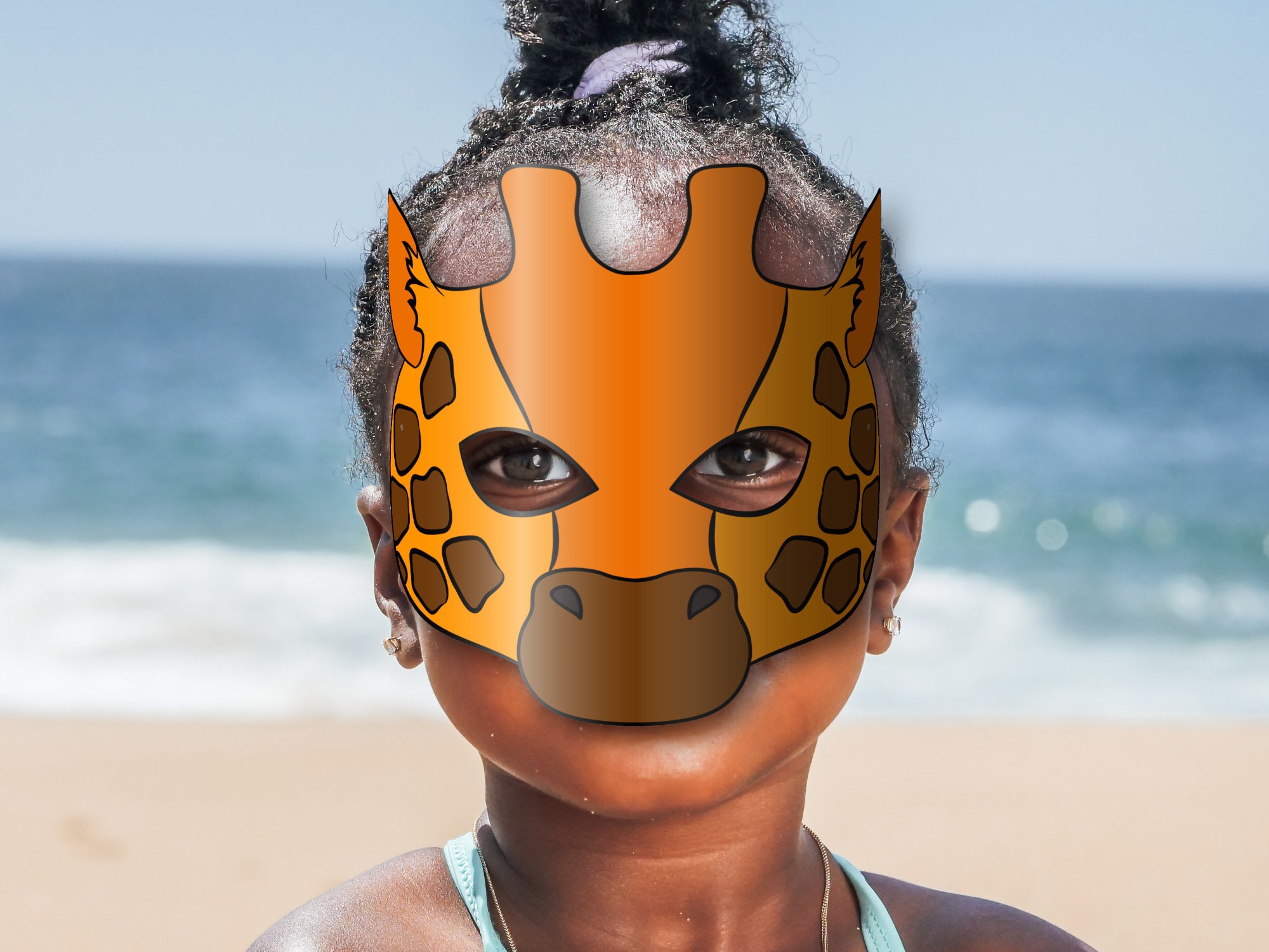 Giraffe Mask Printable, Paper DIY for Kids and Adults. PDF Template ...