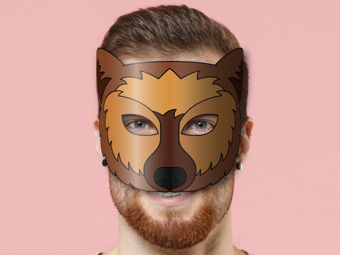 Bear Mask Printable, Paper DIY for Kids and Adults. PDF Template ...