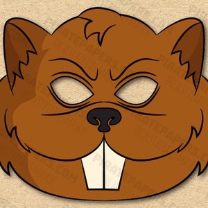 Beaver Mask Printable, Paper DIY for Kids and Adults. PDF Template ...