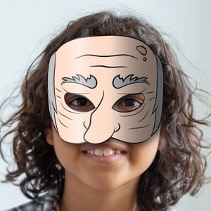 Old Man Mask Printable, Paper DIY for Kids and Adults. PDF Template ...