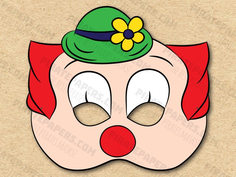Сircus Clown Mask Printable, Paper DIY for Kids and Adults. PDF ...