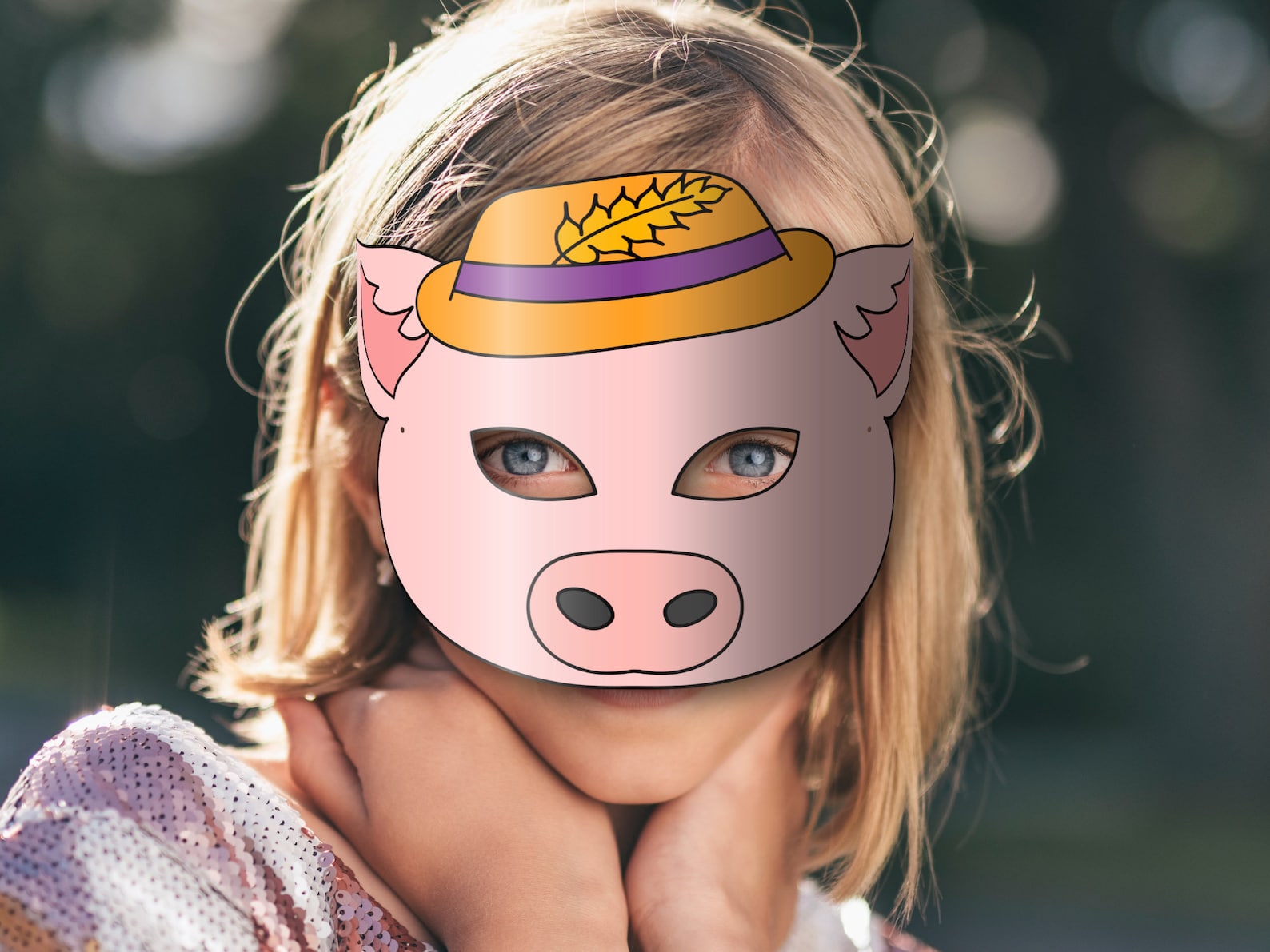 Pig #2 Mask Printable (the Three Little Pigs), Paper DIY for Kids and ...