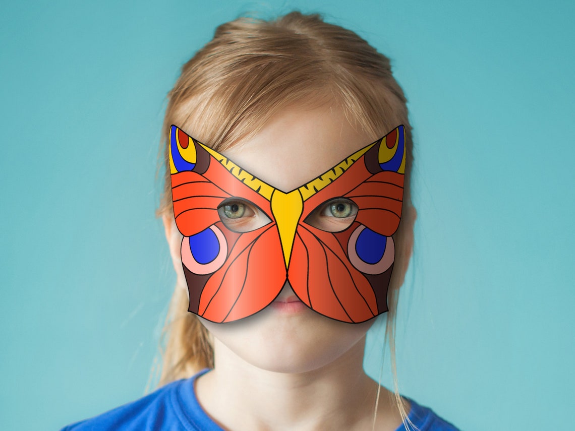 Butterfly Mask Printable Peacock, Paper DIY for Kids and Adults. PDF ...