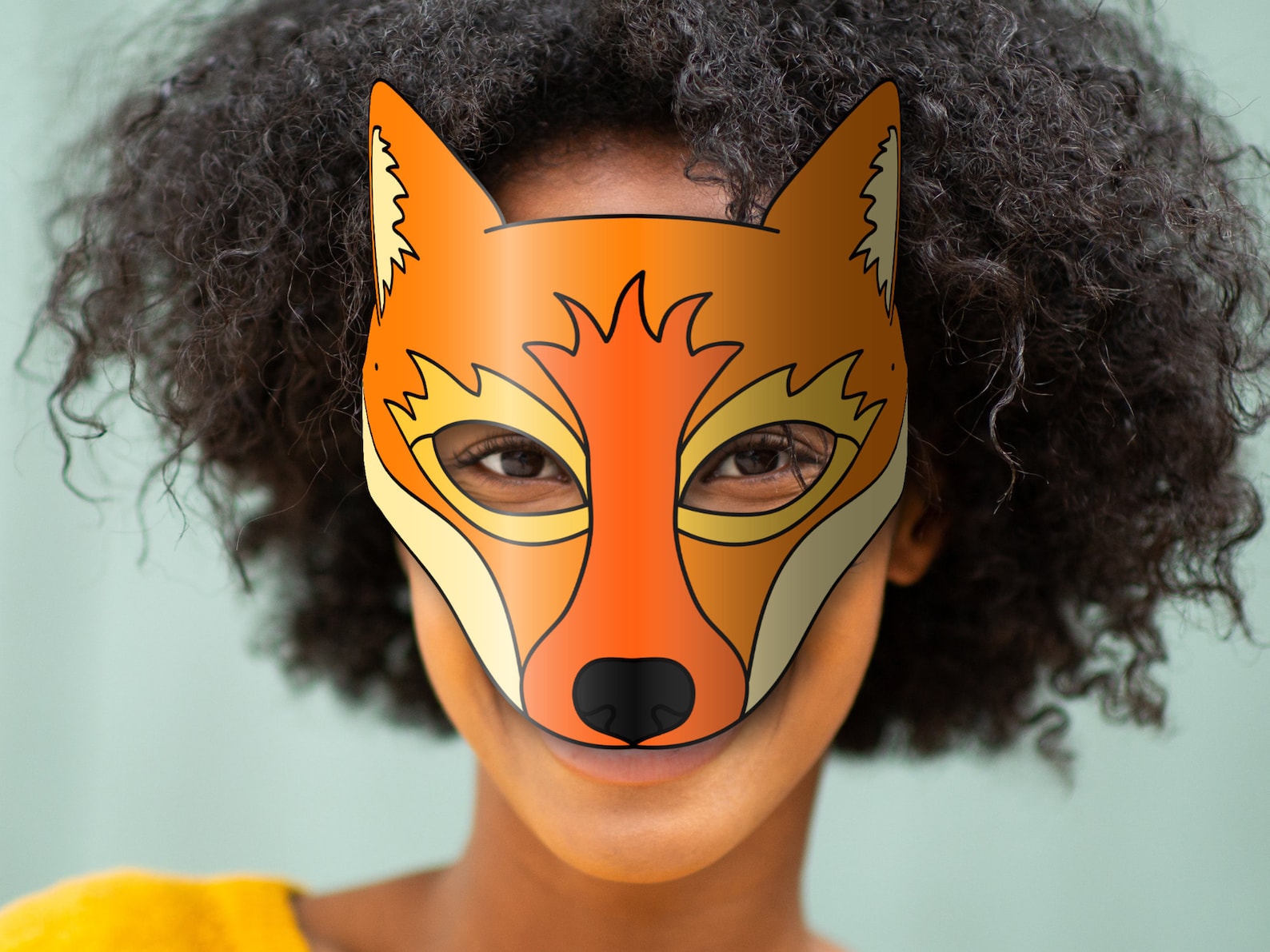 Fox Mask Printable, Paper DIY for Kids and Adults. PDF Template ...