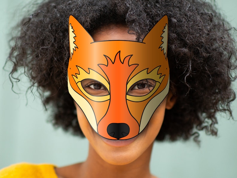 Fox Mask Printable, Paper DIY for Kids and Adults. PDF Template ...