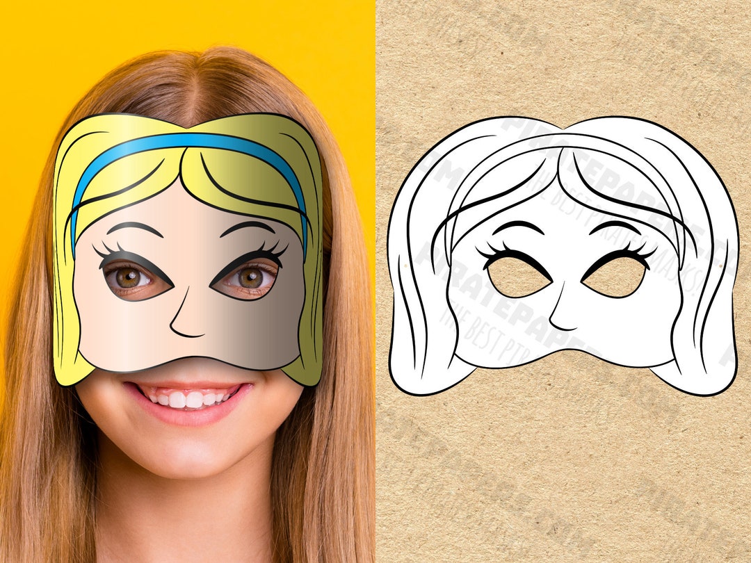 Alice Masks Printable Color Coloring alice in Wonderland - Etsy