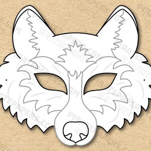 Black Wolf Masks Printable Color + Coloring, Paper DIY for Kids and ...