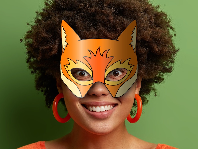 Fox Masks Printable Color Coloring, Paper DIY for Kids and Adults. PDF ...
