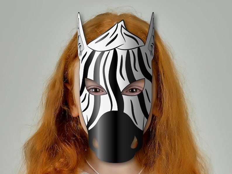 Zebra Mask Printable, Paper DIY for Kids and Adults. PDF Template ...