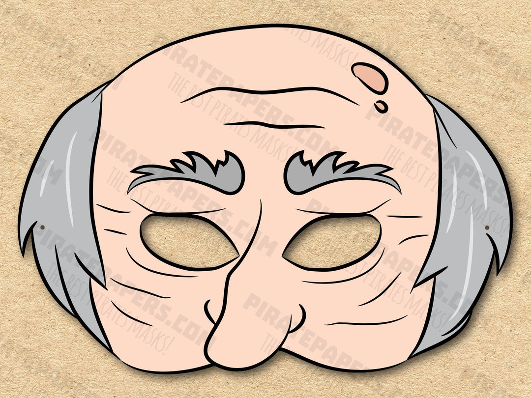 Old Man Mask Printable, Paper DIY for Kids and Adults. PDF Template ...