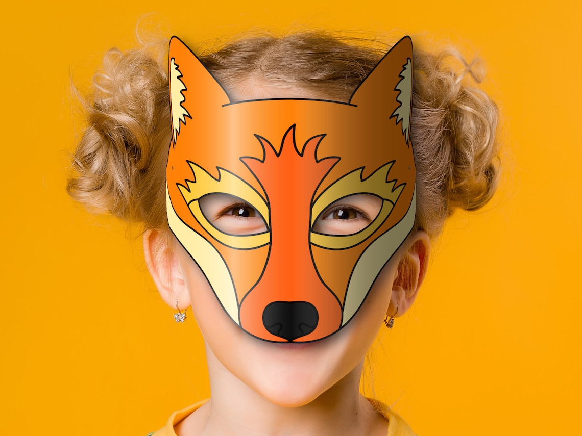 Fox Mask Printable, Paper DIY for Kids and Adults. PDF Template ...