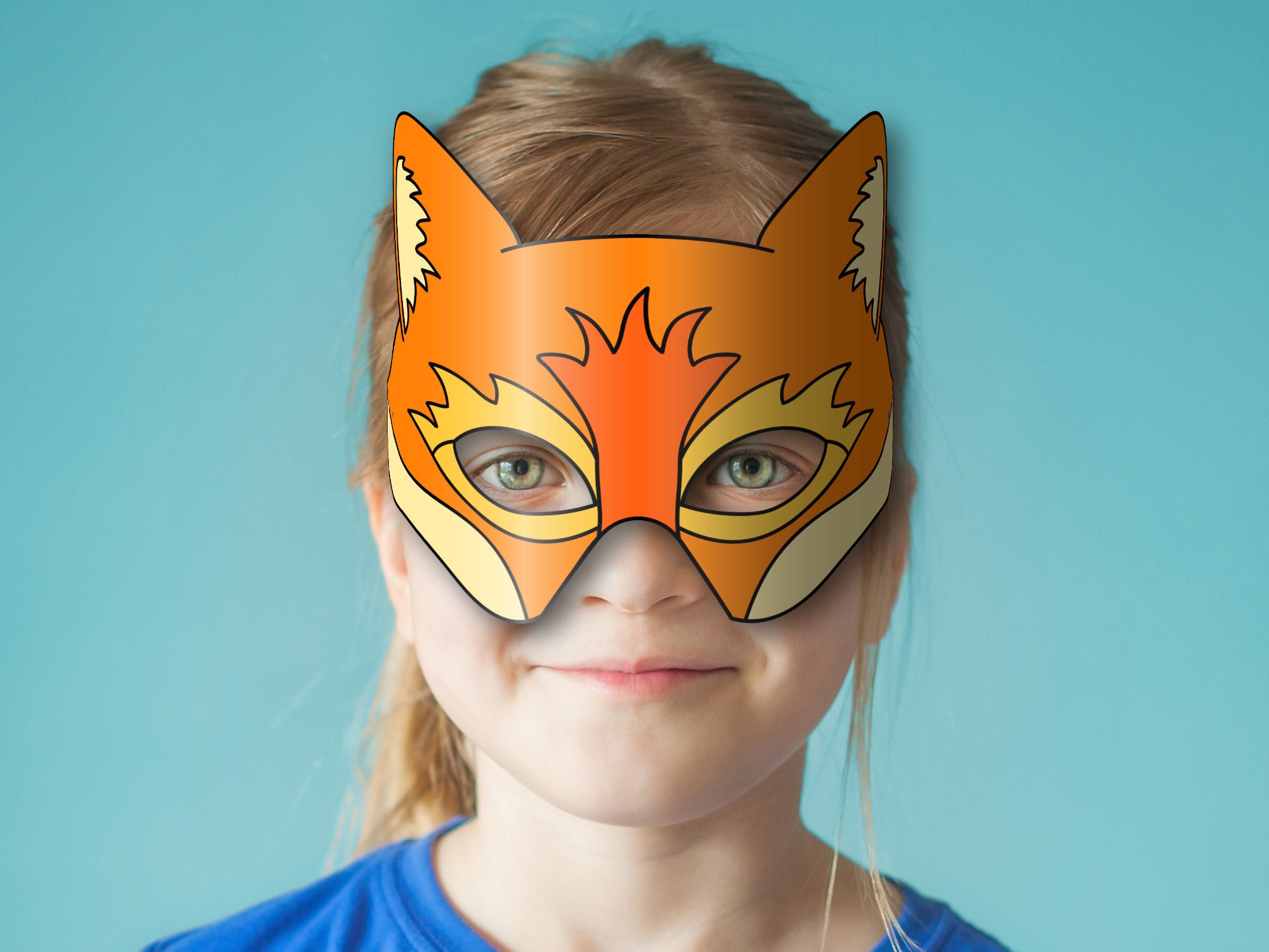 Fox Mask Printable, Paper DIY for Kids and Adults. PDF Template ...