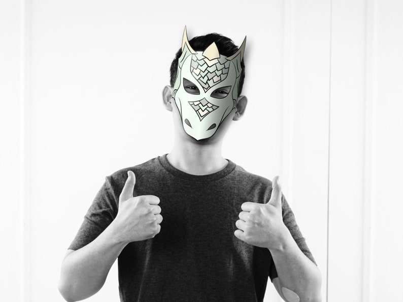 White Dragon Mask Printable Paper DIY for Kids and Adults. - Etsy