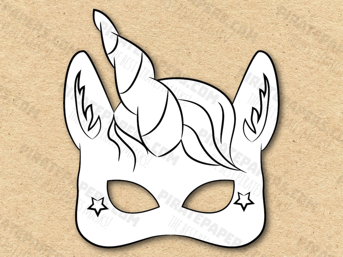 Mythical Creatures 2 Masks Printable Coloring, Unicorn, Werewolf, Elf ...