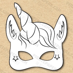 Unicorn Masks Printable Color + Coloring, Paper DIY for Kids and Adults ...