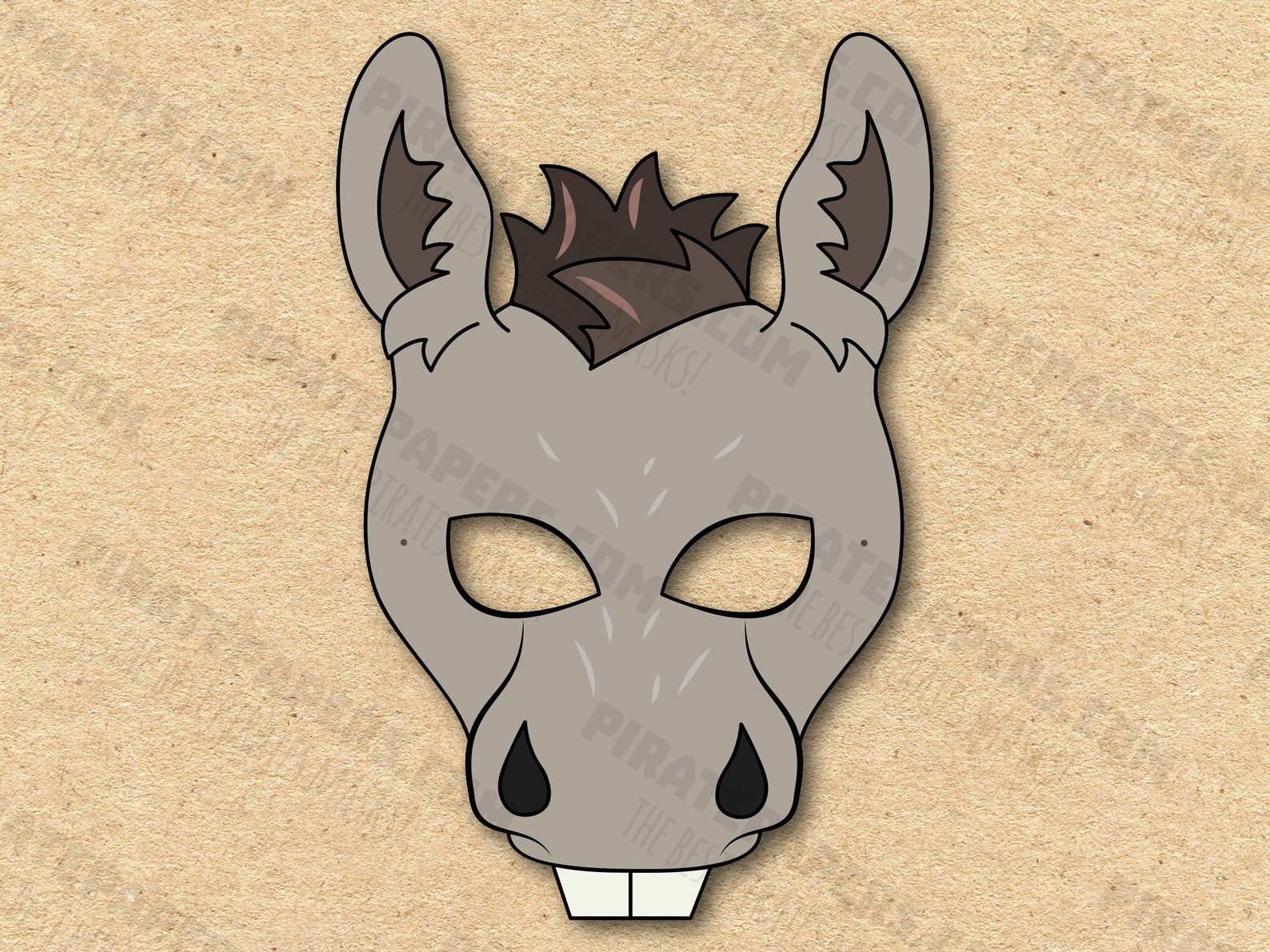 Donkey Mask Printable, Paper DIY for Kids and Adults. PDF Template ...