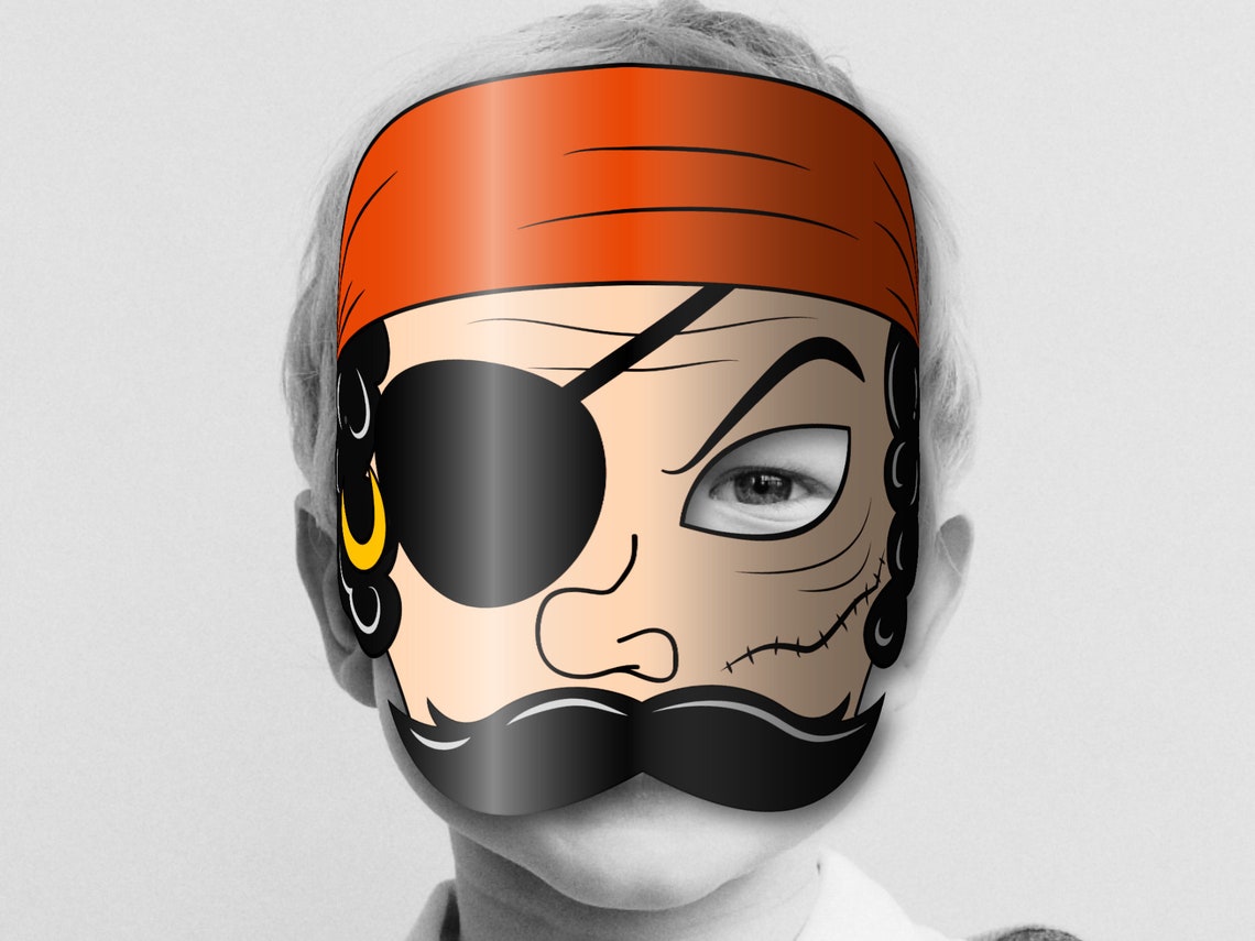 One-eyed Pirate Mask Printable Paper DIY for Kids and Adults. - Etsy