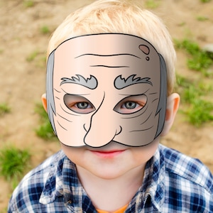 Old Man Mask Printable, Paper DIY for Kids and Adults. PDF Template ...