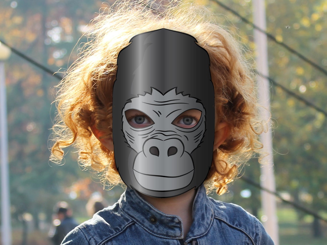 Gorilla Masks Printable Color Coloring, Paper DIY for Kids and Adults ...