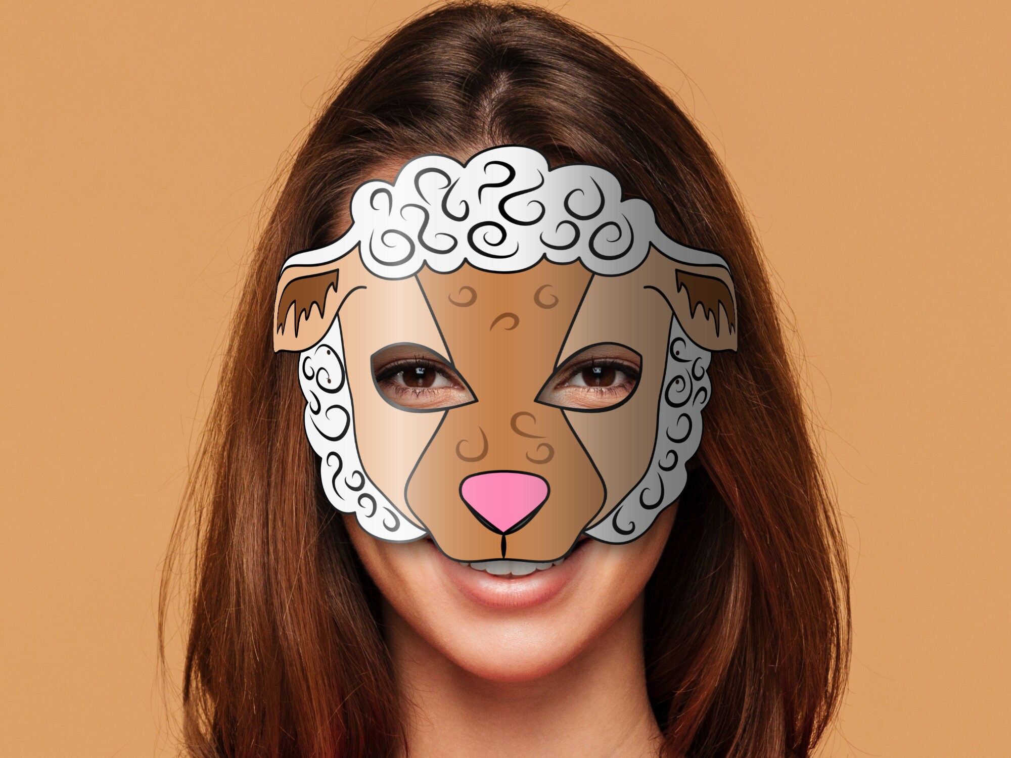 Sheep Mask Printable, Paper DIY for Kids and Adults. PDF Template ...