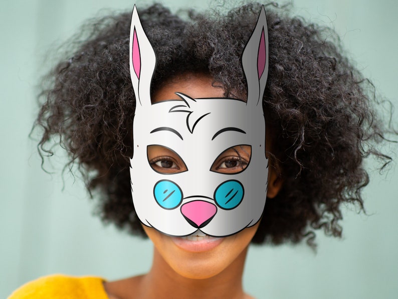 White Rabbit Mask Printable (alice in Wonderland), Paper DIY for Kids ...