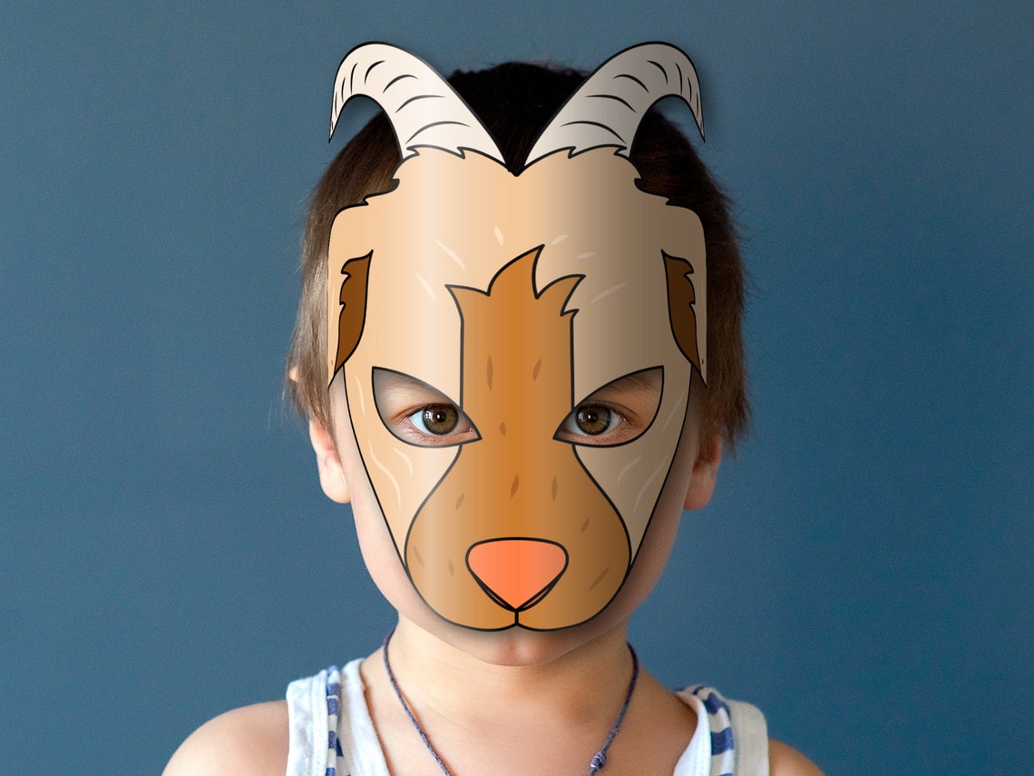 Goat Mask Printable, Paper DIY for Kids and Adults. PDF Template ...