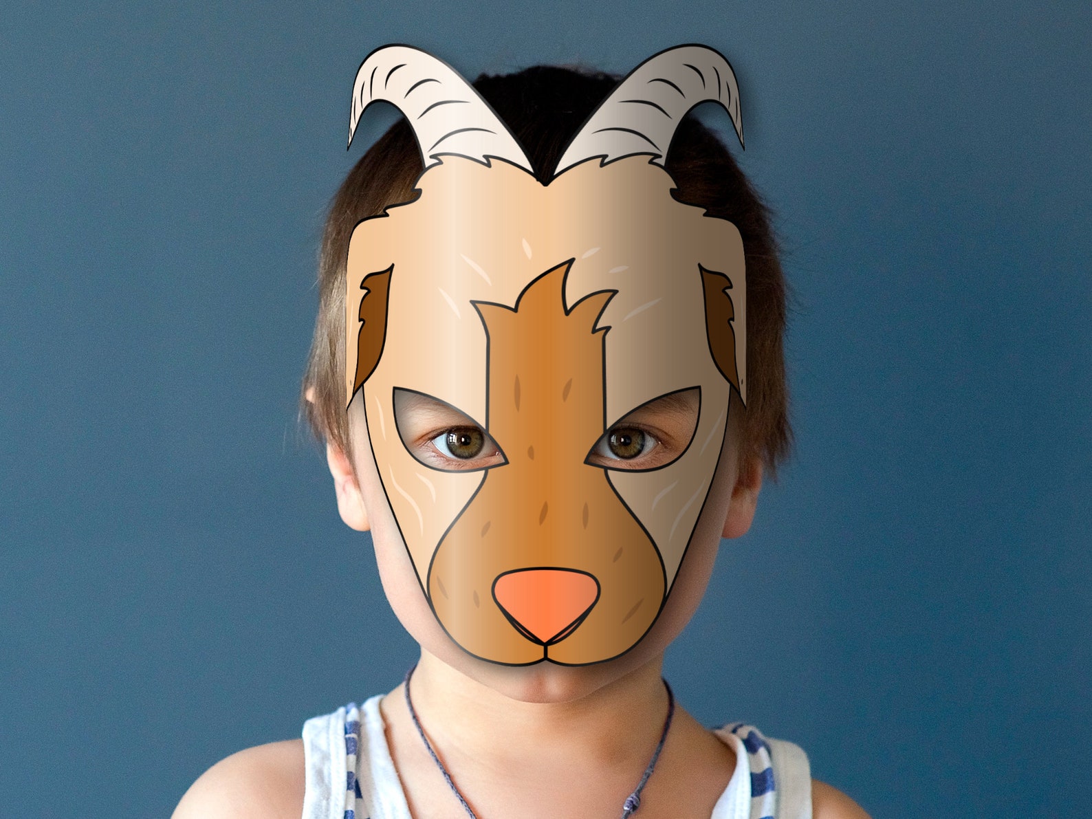Goat Mask Printable, Paper DIY for Kids and Adults. PDF Template ...