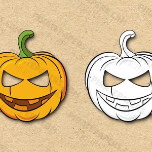 Pumpkin Masks Printable Color + Coloring, Paper DIY for Kids and Adults ...