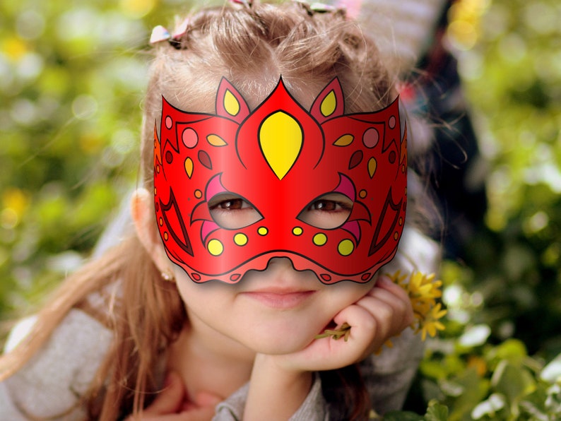 Fairy #4 Masks Printable Color + Coloring, Paper DIY for Kids and ...