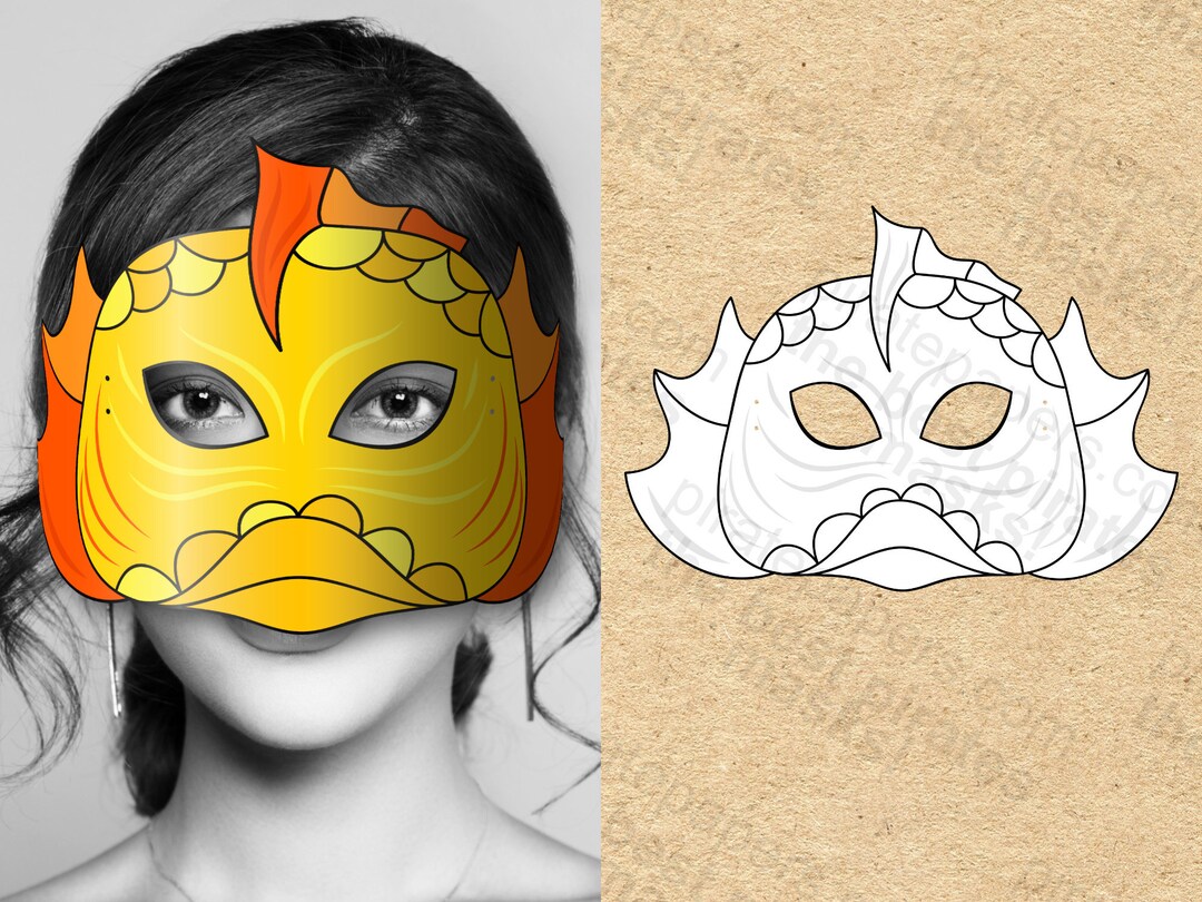 Fish Masks Printable Color Coloring Paper DIY for Kids and - Etsy