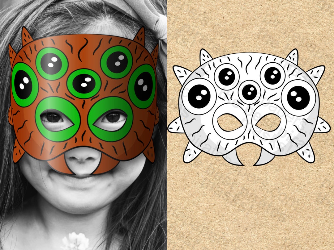 Spider Masks Printable Color Coloring Paper DIY for Kids - Etsy