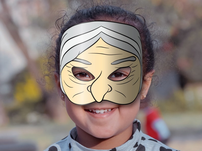 Old Woman Mask Printable, Paper DIY for Kids and Adults. PDF Template ...