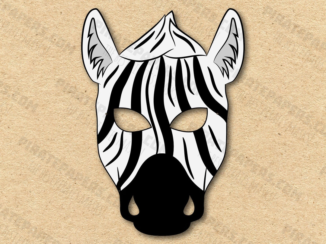 Zebra Mask Printable, Paper DIY for Kids and Adults. PDF Template ...