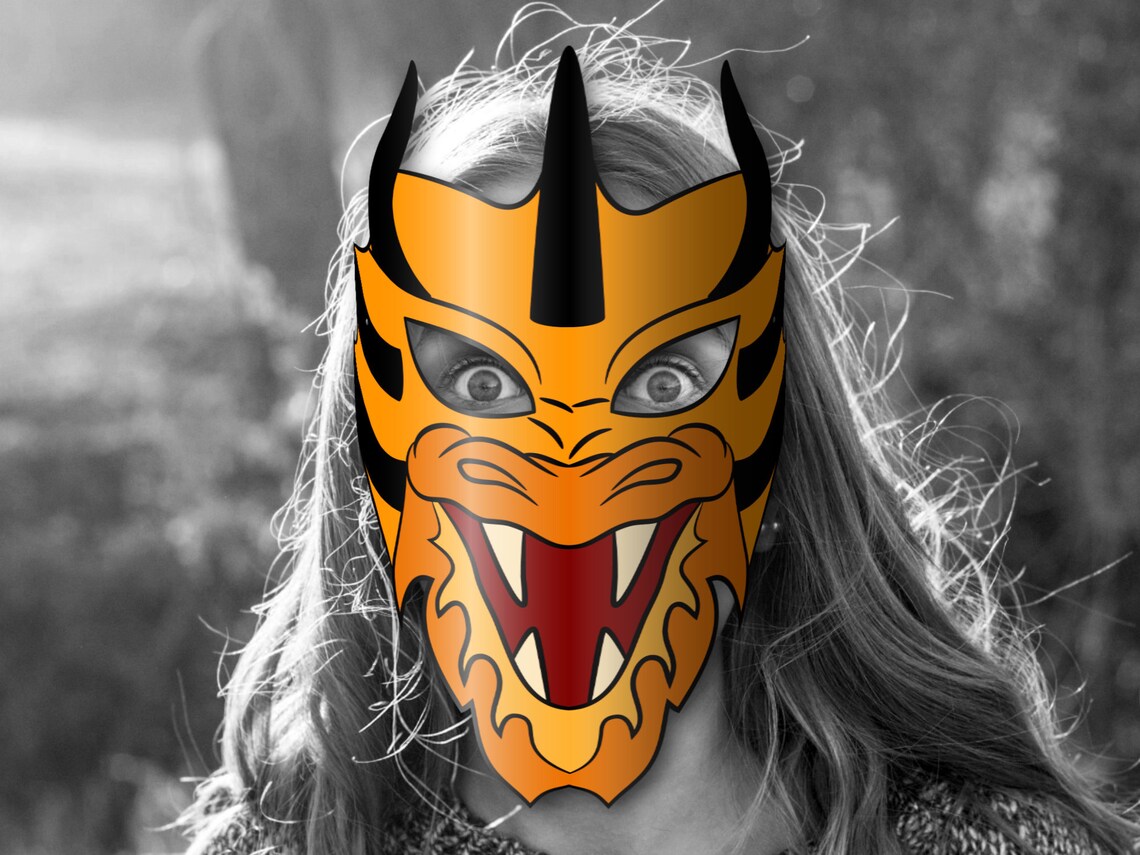 Evil Dragon Mask Printable Paper DIY for Kids and Adults. PDF - Etsy