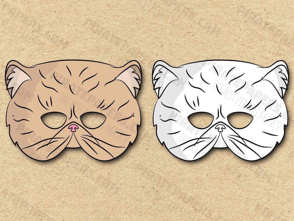 Cat Persian Masks Printable Color Coloring Breed, Paper DIY for Kids ...
