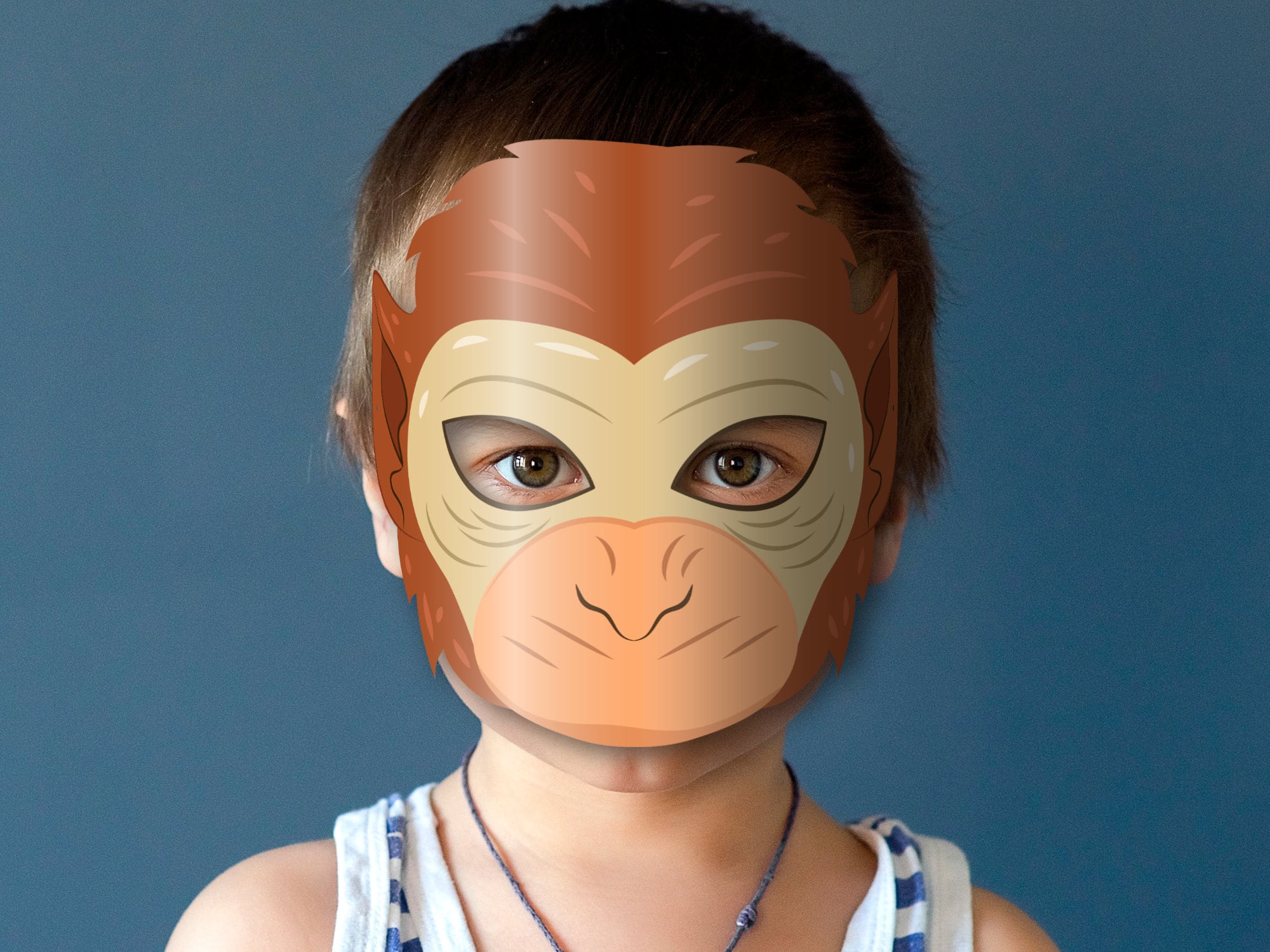 Monkey Mask Printable, Paper DIY for Kids and Adults. PDF Template ...