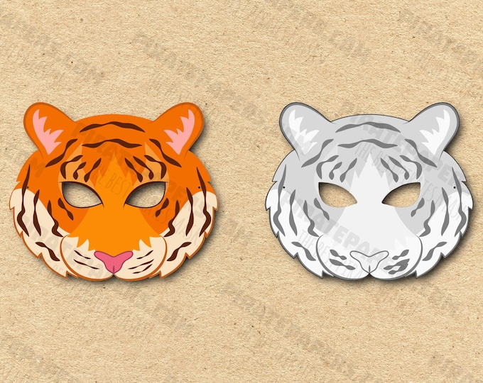 Tiger Coloring Mask Printable Animal Halloween Costume Masks Zodiac ...