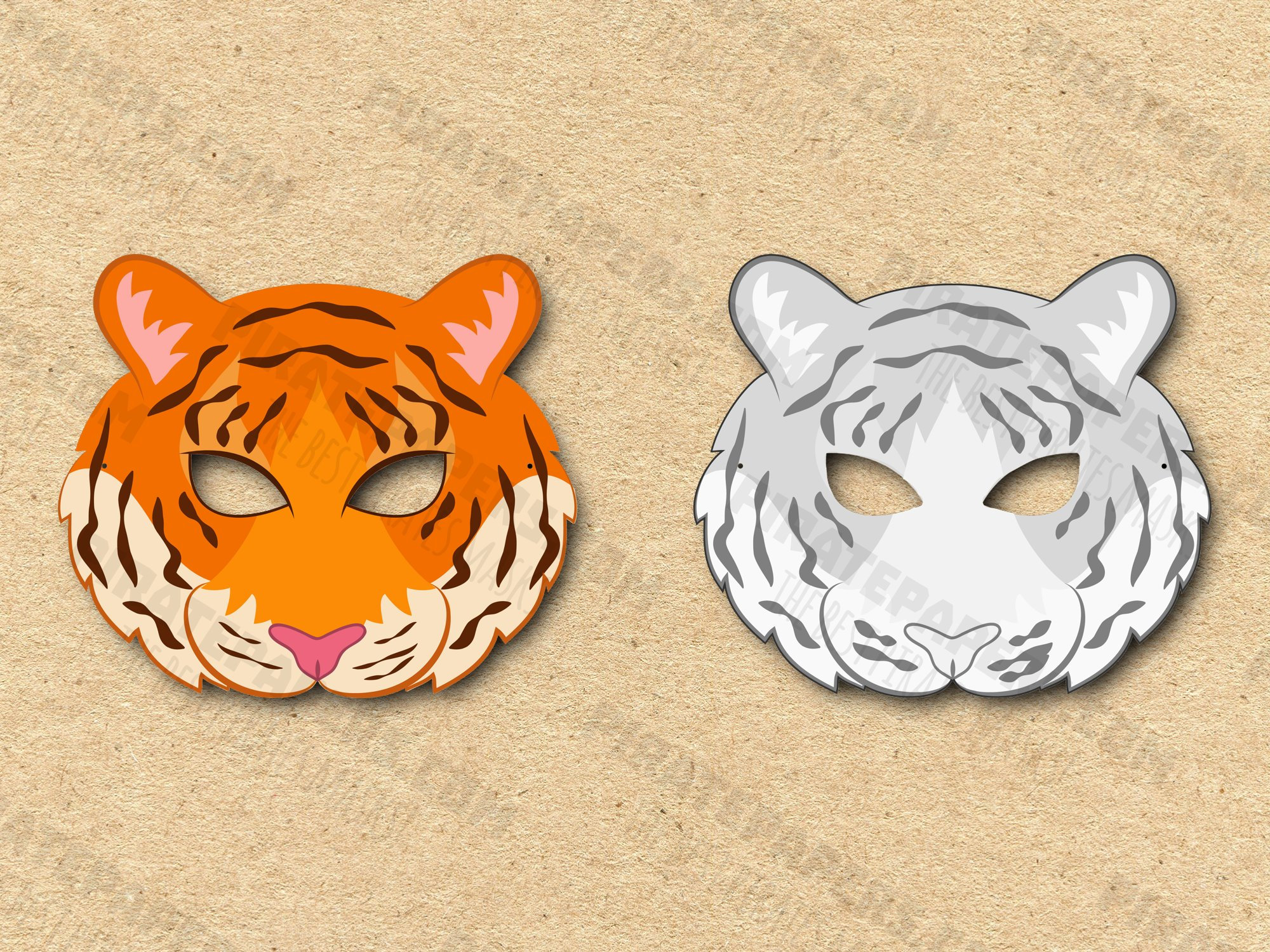 Tiger Masks Printable Color + Coloring, Paper DIY for Kids and Adults ...