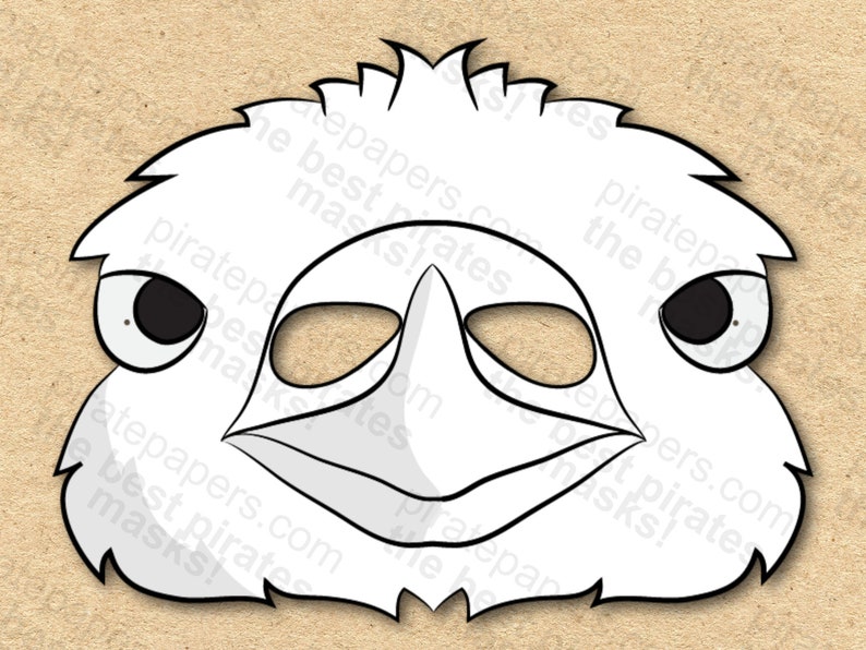 Emu Mask Printable Coloring Paper DIY for Kids and Adults. - Etsy