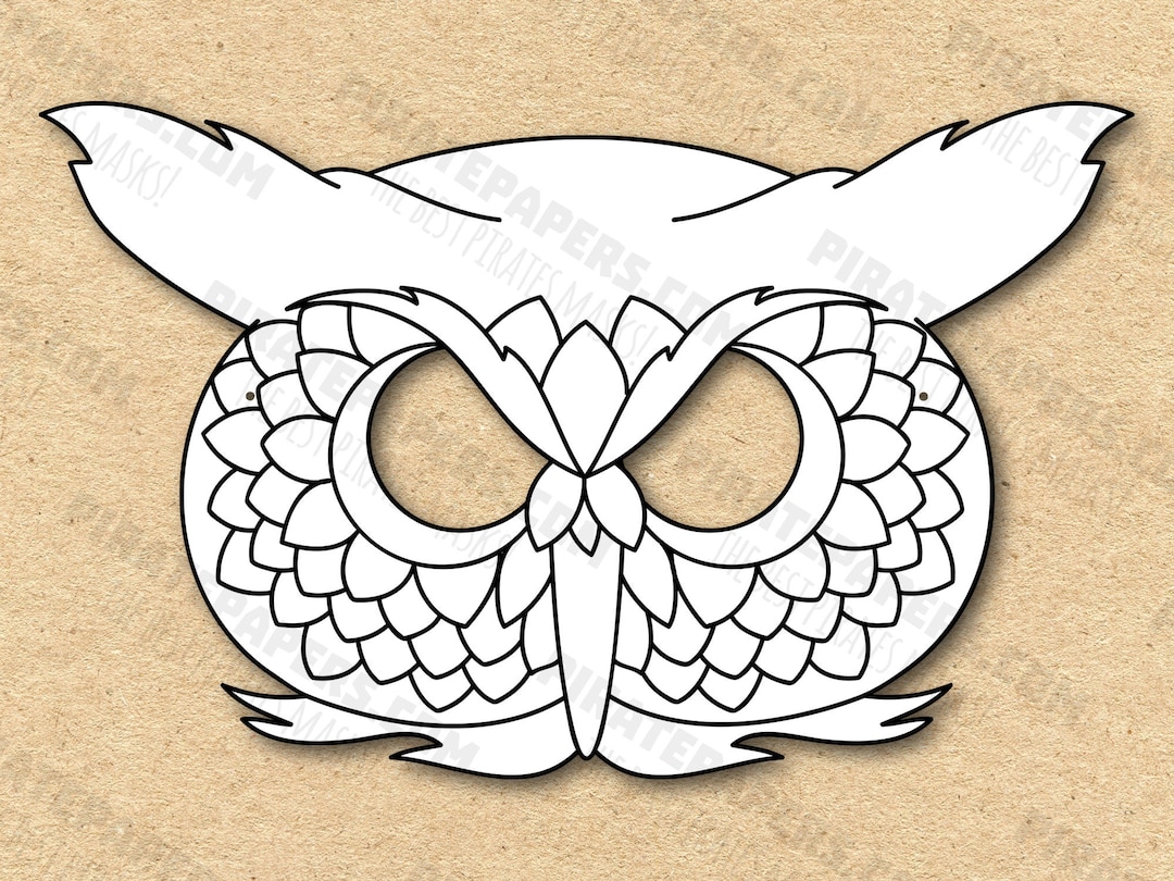 Owl Mask Printable Coloring, Paper DIY for Kids and Adults. PDF ...