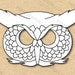 Owl Mask Printable Coloring, Paper DIY for Kids and Adults. PDF ...