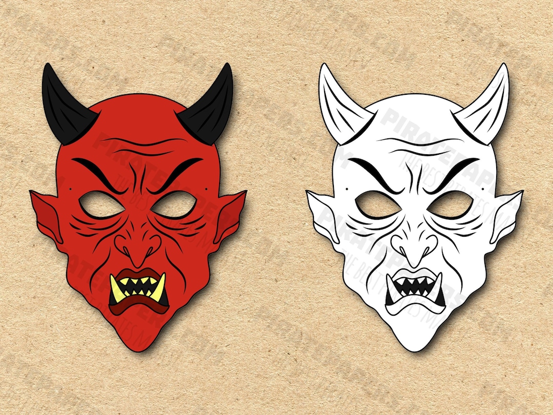 Demon Masks Printable Color + Coloring, Paper DIY for Kids and Adults ...