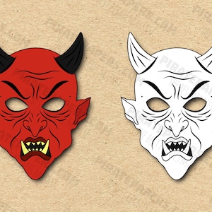 Demon Masks Printable Color + Coloring, Paper DIY for Kids and Adults ...