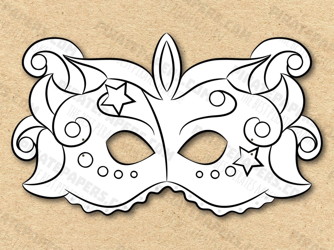 Fairy Mask Printable Coloring, Paper DIY for Kids and Adults. PDF ...