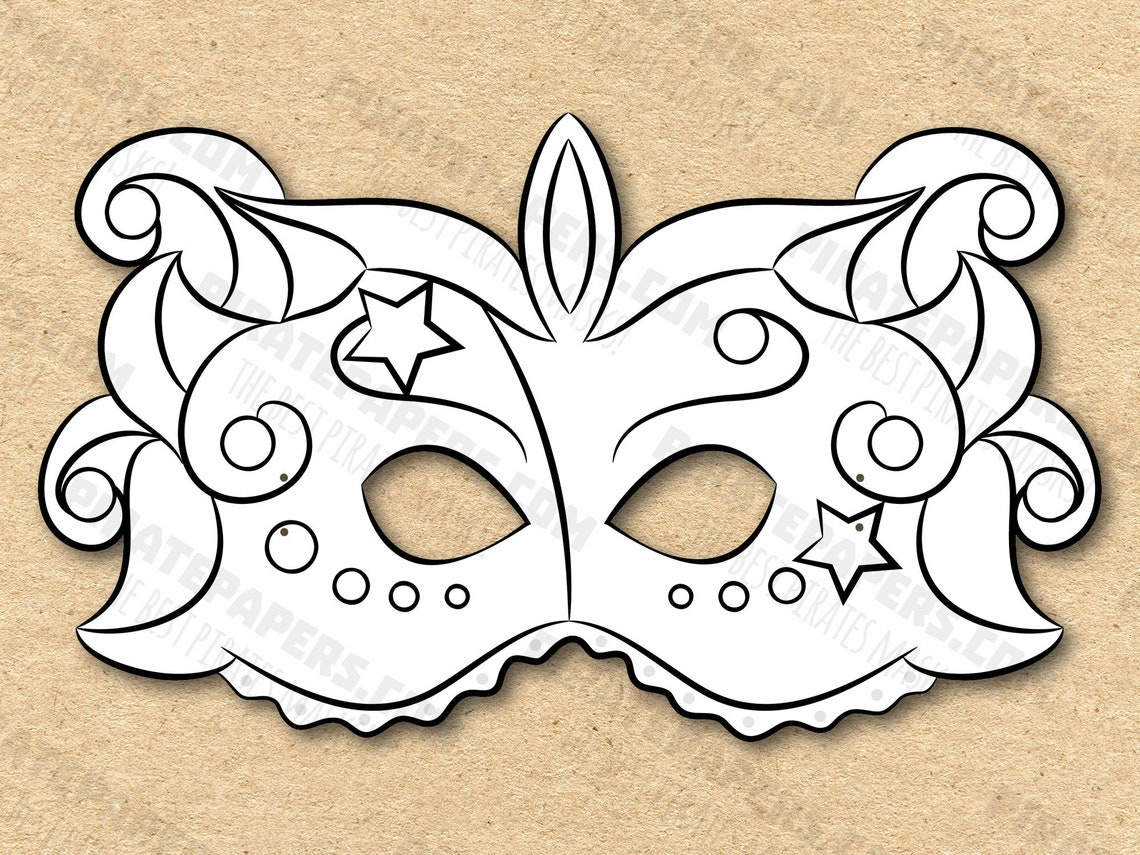 Fairy Mask Printable Coloring, Paper DIY for Kids and Adults. PDF ...