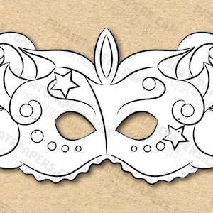 Fairy Mask Printable Coloring, Paper DIY for Kids and Adults. PDF ...
