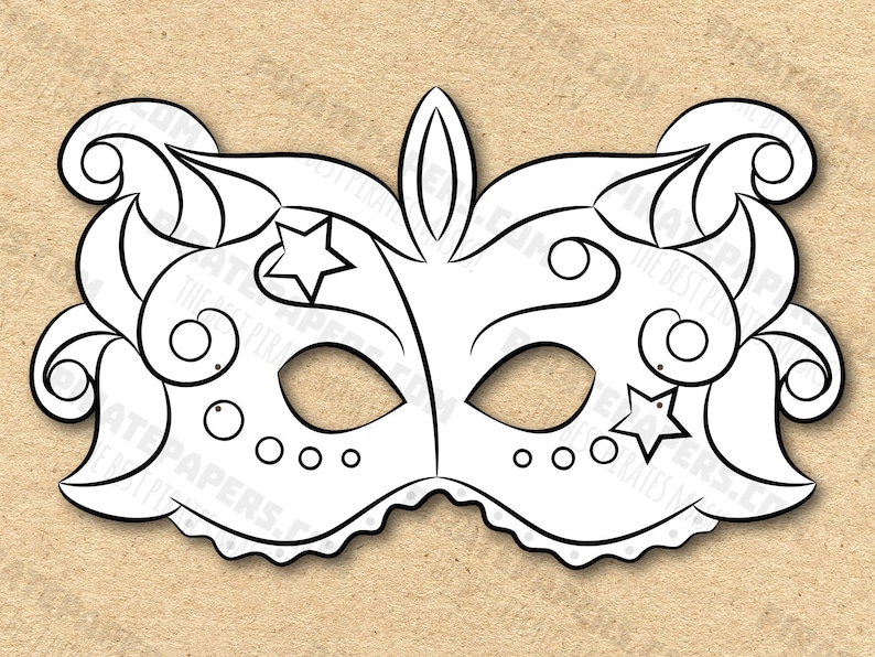 Fairy Mask Printable Coloring, Paper DIY for Kids and Adults. PDF ...