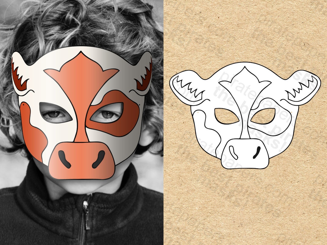 Cow Masks Printable Color Coloring Paper DIY for Kids and - Etsy