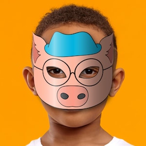 Pig #3 Mask Printable (the Three Little Pigs), Paper DIY for Kids and ...
